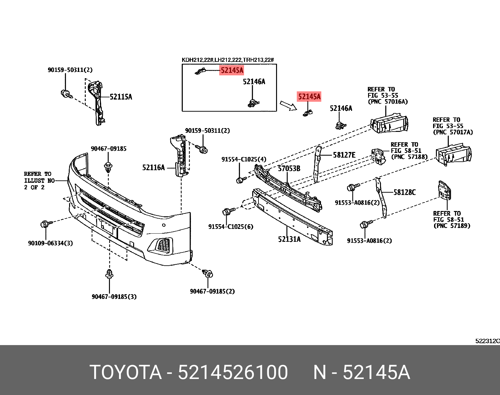 Genuine OE stay front bumper no.2 right 5214526100 for TOYOTA 52145 ...