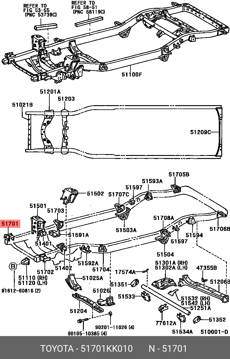 51701-KK010 GENUINE TOYOTA 51701KK010, HILUX 202006-, GUN125, BRACKET ...