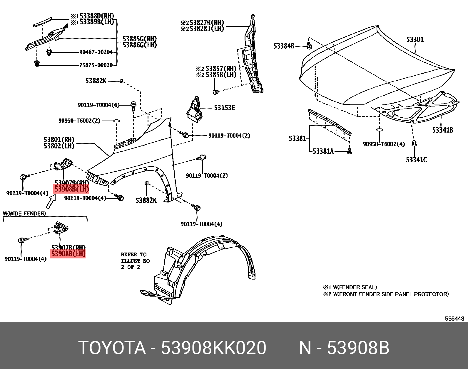 53908-KK020 GENUINE TOYOTA 53908KK020, HILUX 202108-, GUN125, EXTENSION ...