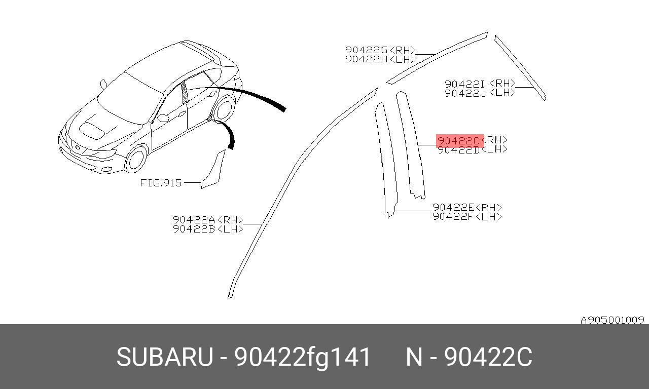Nastro originale OE Dr Sash Rf mano destra 90422FG141 per Subaru 90422-FG141
