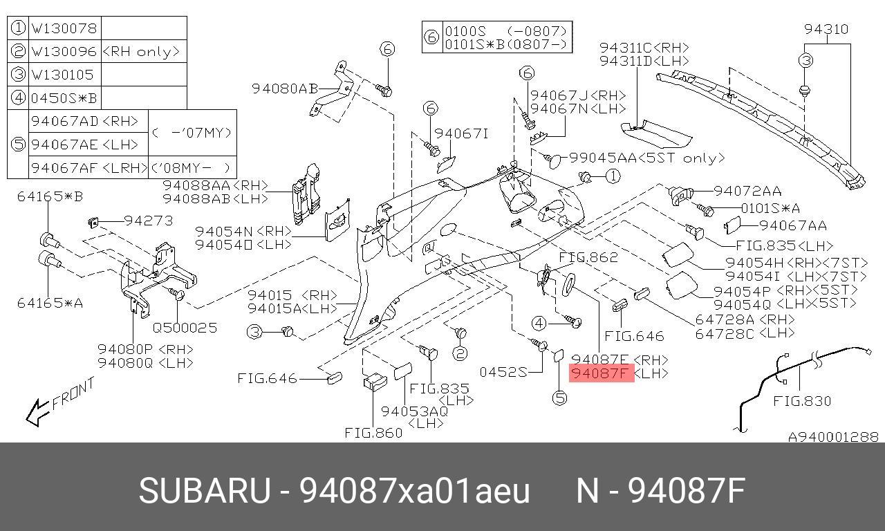 Griglia originale OE Spkr D Plr mano sinistra 94087XA01AEU per Subaru 94087X-A01AEU