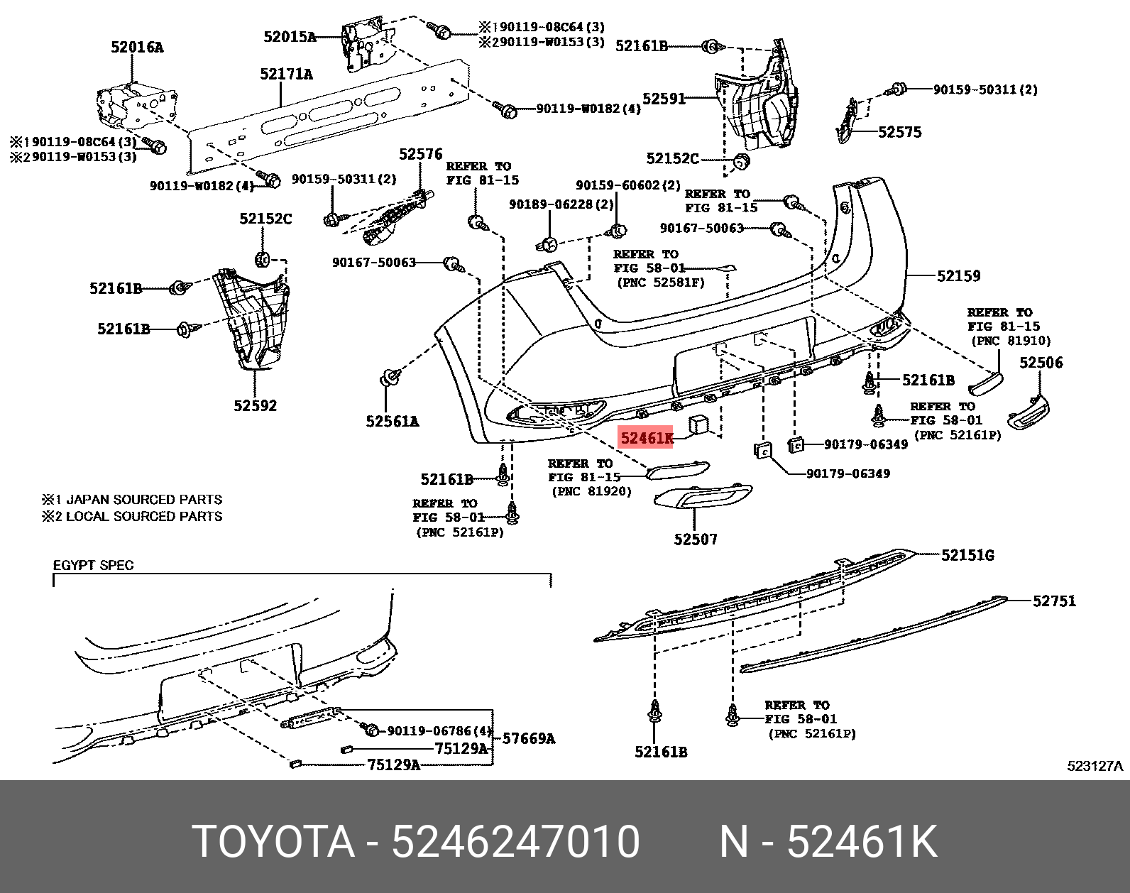 52462-47010 GENUINE TOYOTA 5246247010, COROLLA SPORT 201806-, NRE21 ...