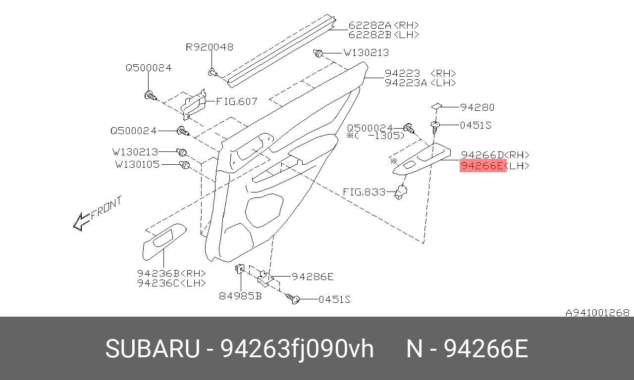 Originale OE Pnl P/W Sw R mano sinistra 94263FJ090VH per Subaru 94263F-J090VH