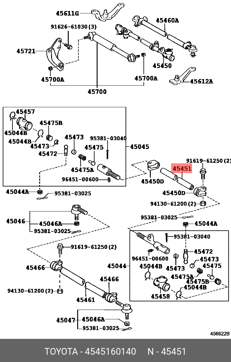 45451-60140 GENUINE TOYOTA LAND CRUISER 201408 - 201507, ROD, STEERING ...