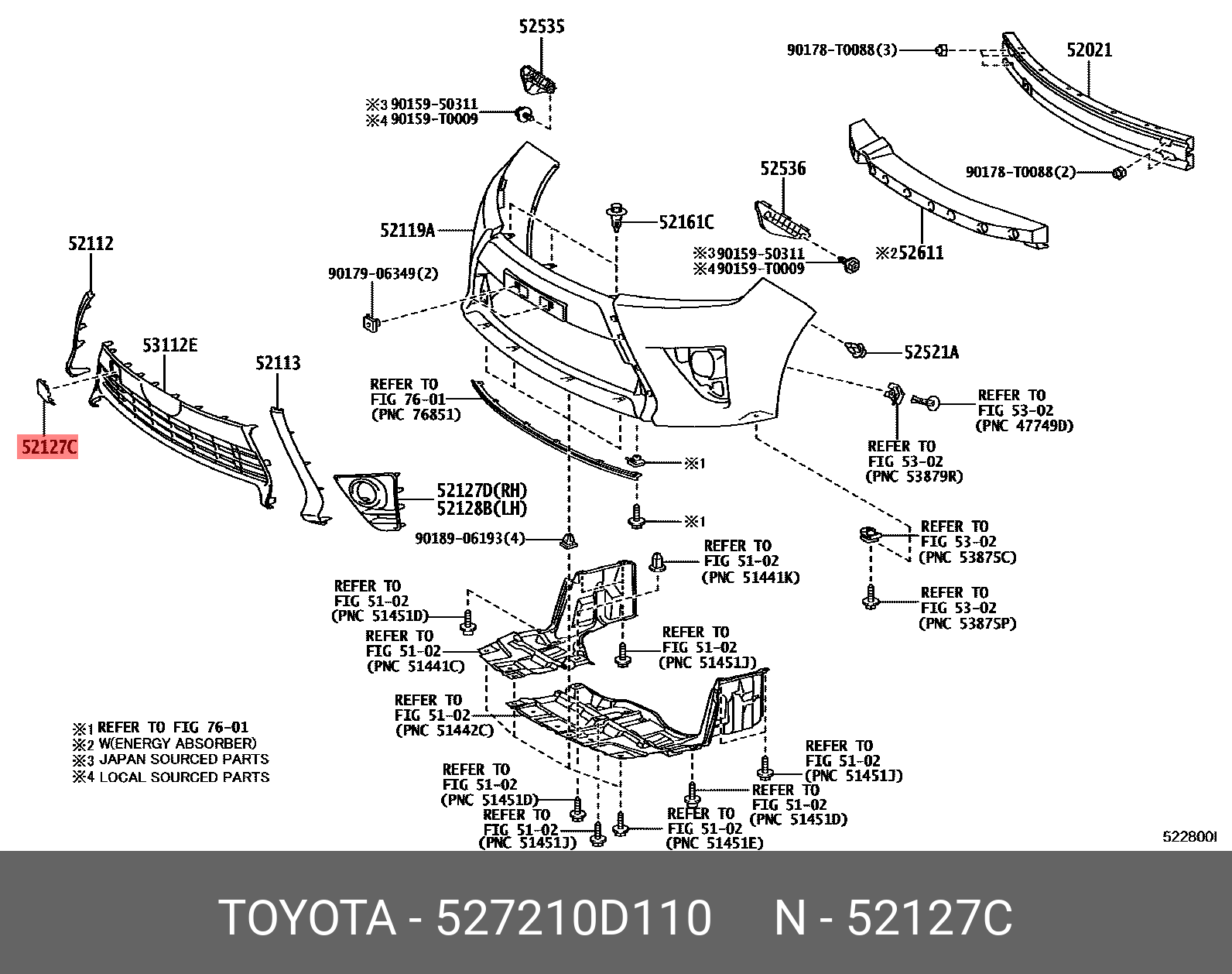 Genuine OE cover, front bumper hole, 527210D110 for TOYOTA 52721-0D110 ...