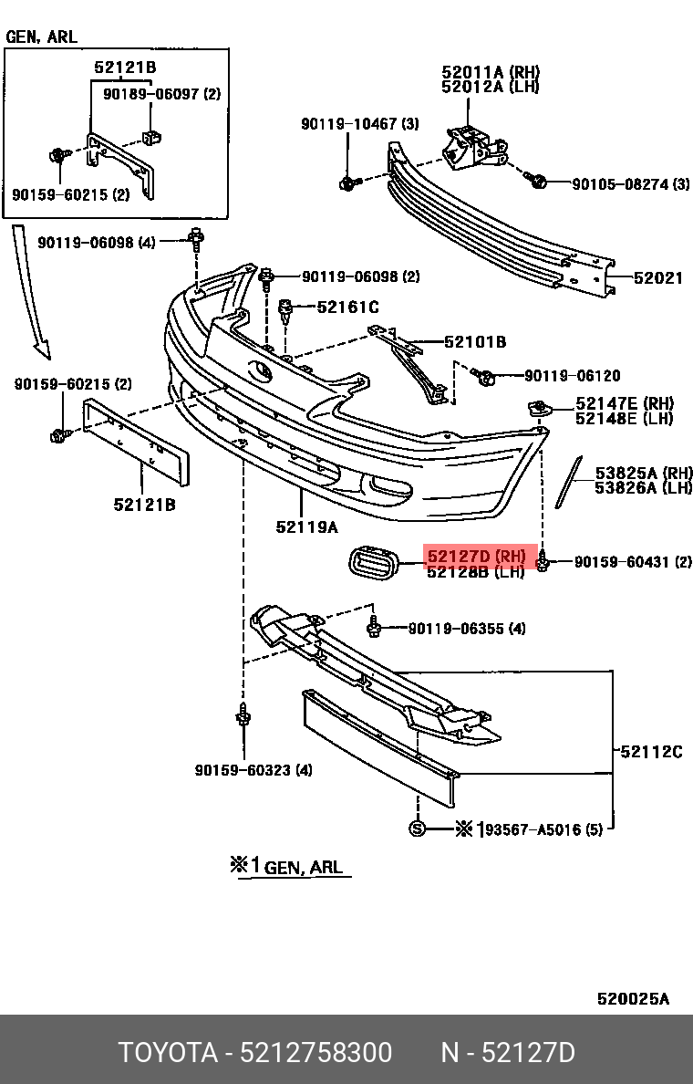 52127-58300 GENUINE TOYOTA 5212758300, ALPHARD/ VELLFIRE/ HV 201501 ...