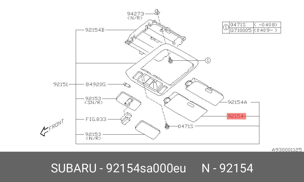 Custodia vetro OE originale 92154SA000EU per Subaru 92154S-A000EU