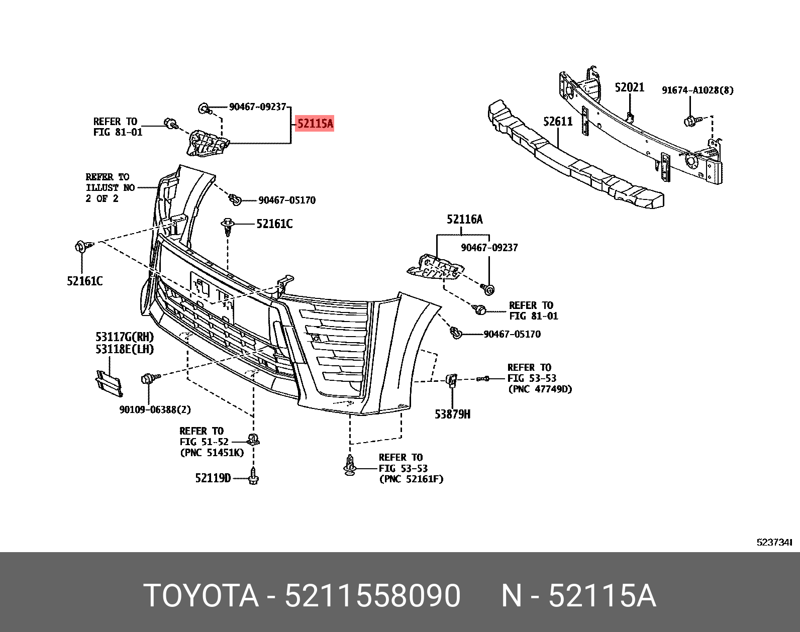 52115-58090 GENUINE TOYOTA 5211558090, ALPHARD/ VELLFIRE/ HV 201501 ...