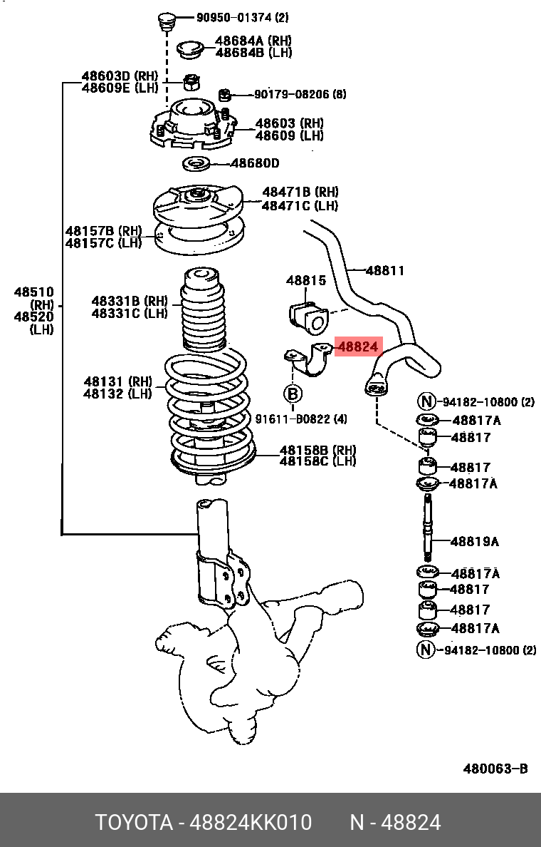 48824-KK010 GENUINE TOYOTA 48824KK010, HILUX 202006-, GUN125, BRACKET ...