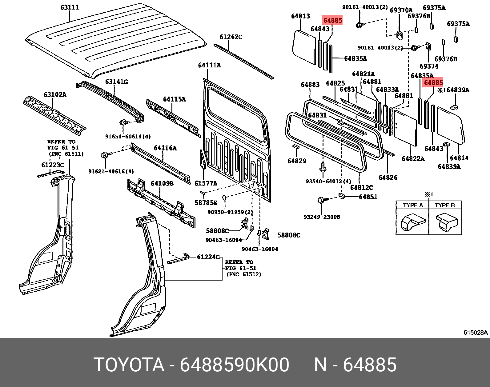 64885-90K00 GENUINE TOYOTA LAND CRUISER 201408 - 201507, FRAME, BACK ...