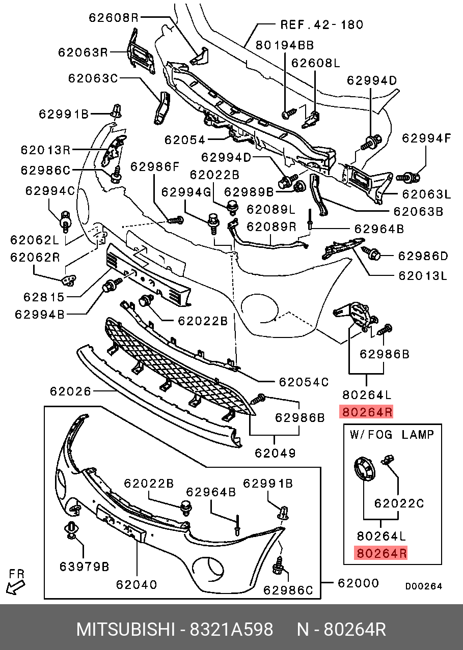 Genuine OE Moulding Assembly Bumper Cover 8321A598 for Mitsubishi 8321 ...