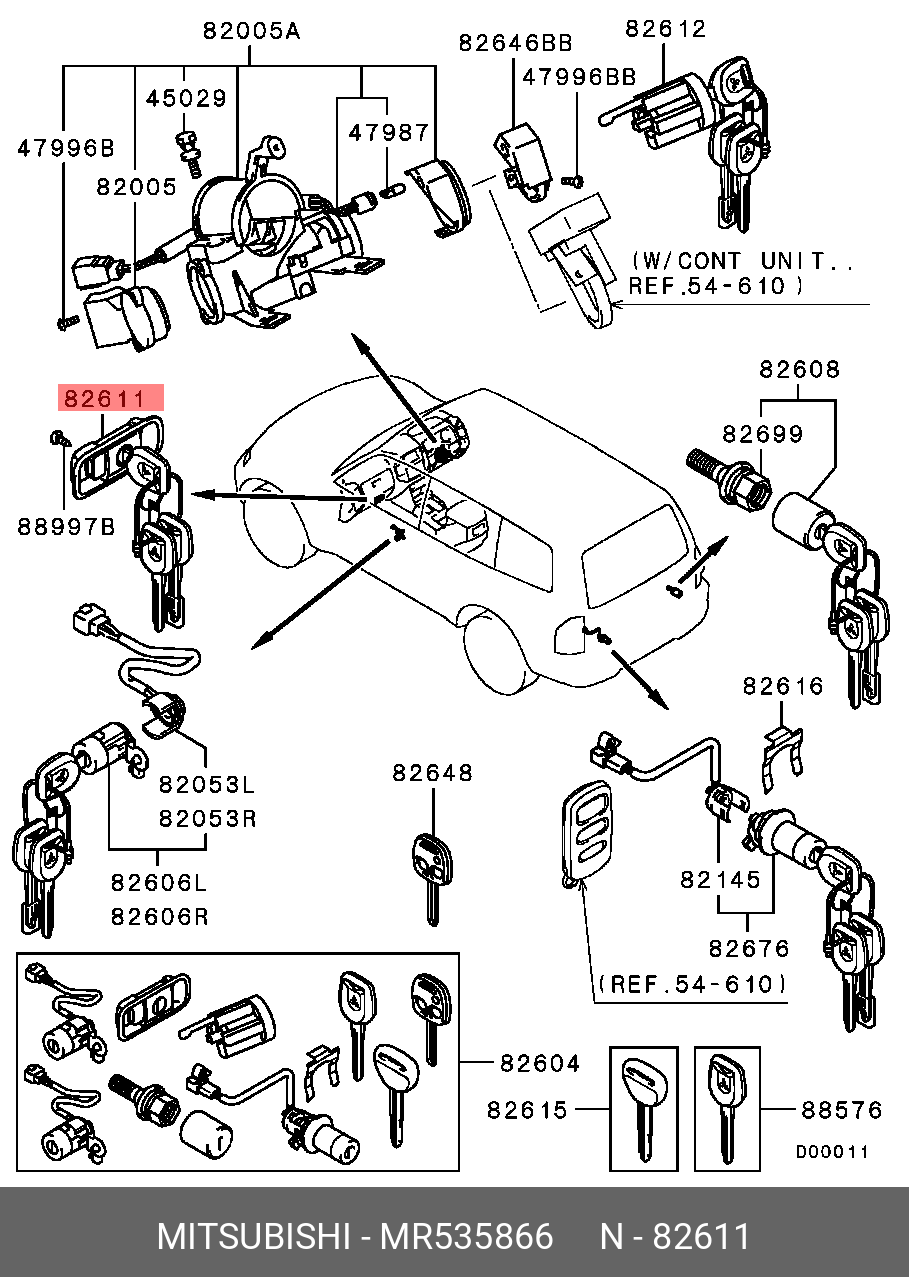 Genuine OE Cylinder Lock MR535866 for Mitsubishi MR53-5866 online kaufen | eBay