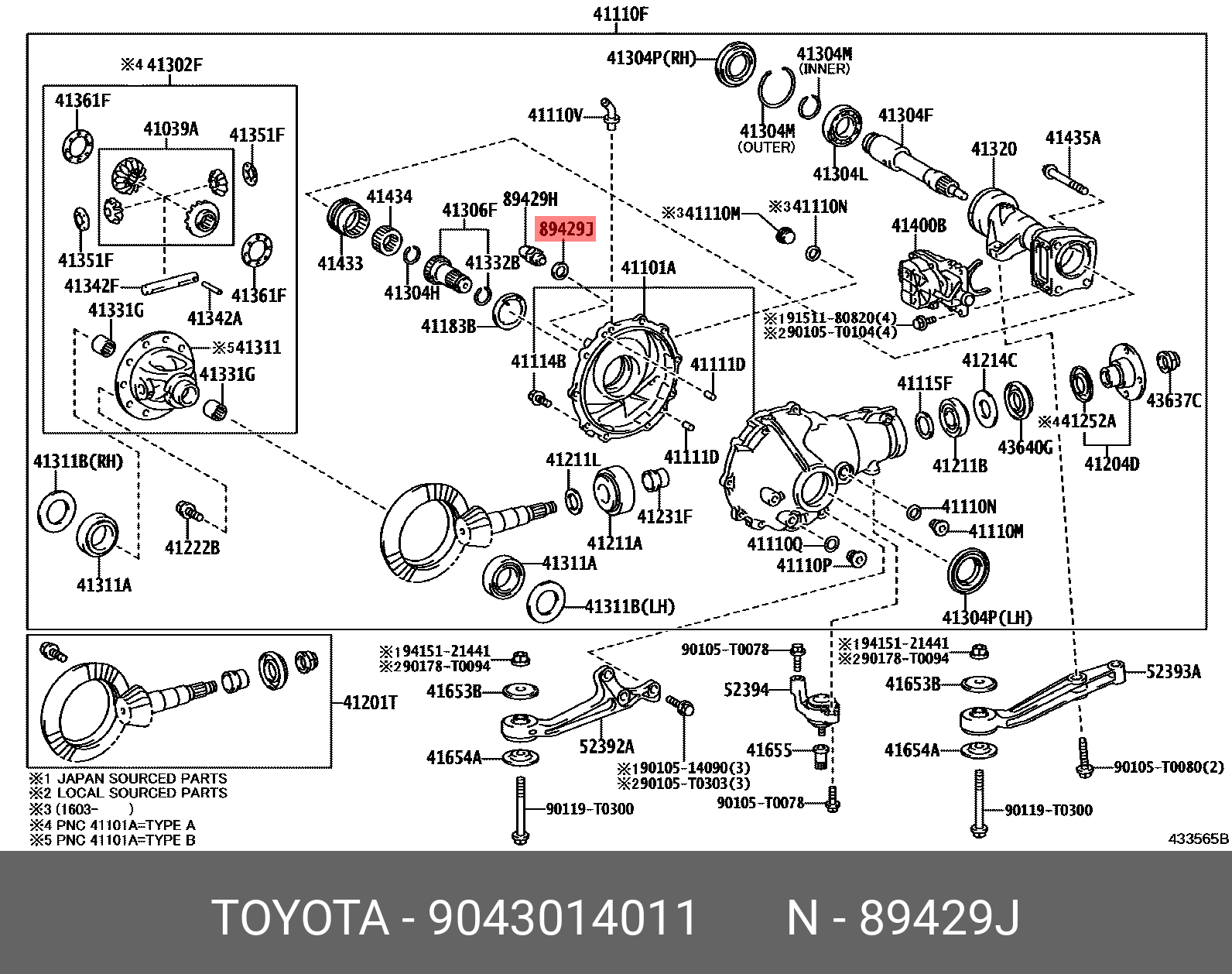90430-14011 GENUINE TOYOTA 9043014011, WISH 200301-200903, ANE1#, ZNE10 ...