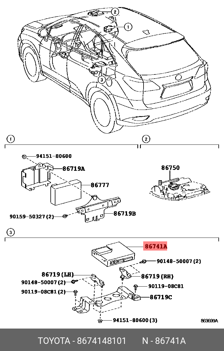86741-48101 GENUINE TOYOTA 8674148101, HARRIER 202006-, MXUA80, MXUA85 ...