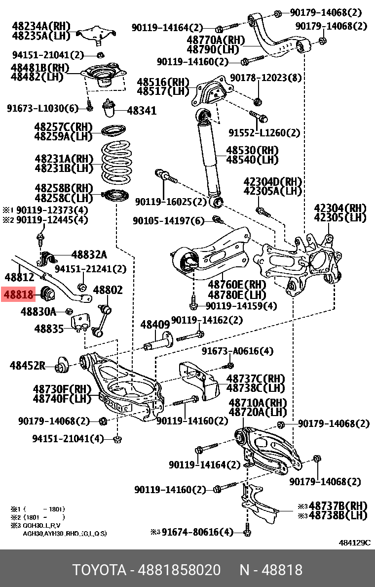 48818-58020 GENUINE TOYOTA 4881858020, ALPHARD/ VELLFIRE/ HV 201501 ...