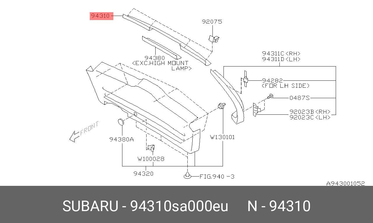 Assemblaggio PNL rifinitura originale R G superiore 94310SA000EU per Subaru 94310S-A000EU