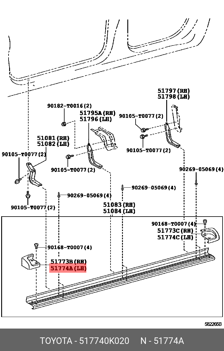 Genuine OE cover step plate right 517740K020 for TOYOTA 51774-0K020 ...