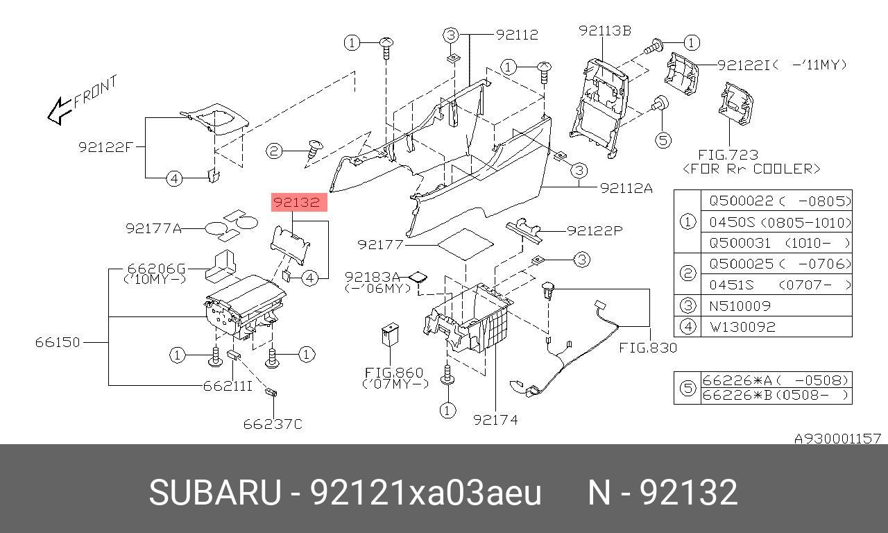 Assemblaggio cover OE originale Ctr 92121XA03AEU per Subaru 92121X-A03AEU