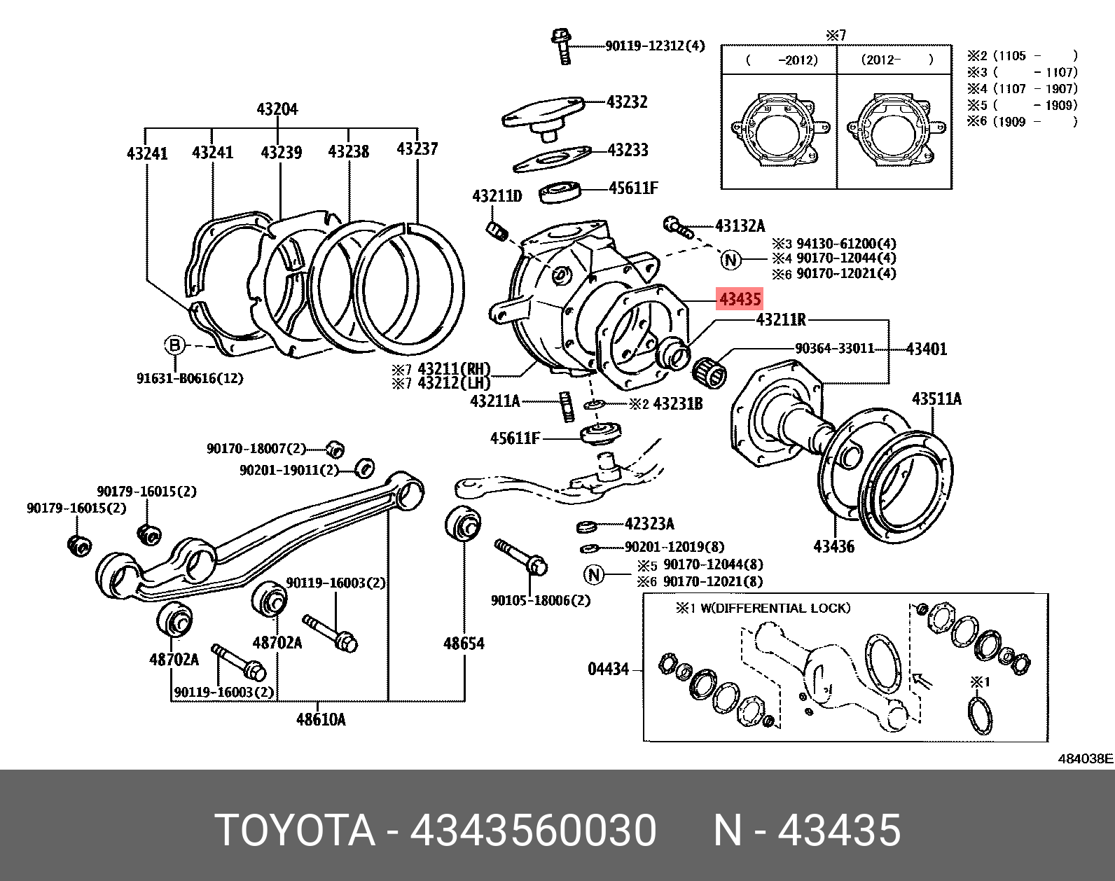 43435-60030 GENUINE TOYOTA LAND CRUISER 201408 - 201507, GASKET ...