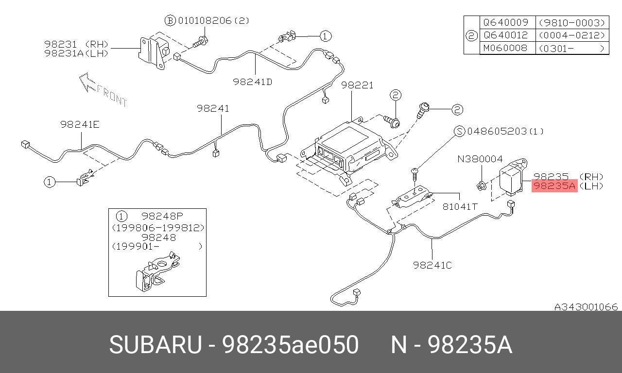 Originale OE Air B Satl Sen Sd mano sinistra 98235AE050 per Subaru 98235-AE050