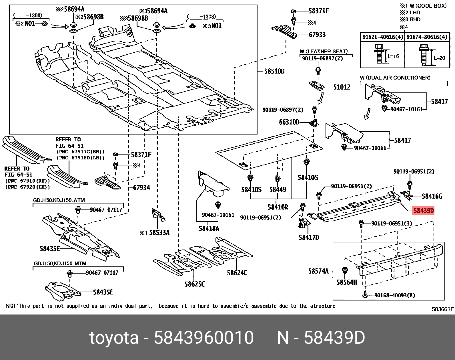 58439-60010 GENUINE TOYOTA LAND CRUISER PRADO 201708-, REINFORCEMENT ...