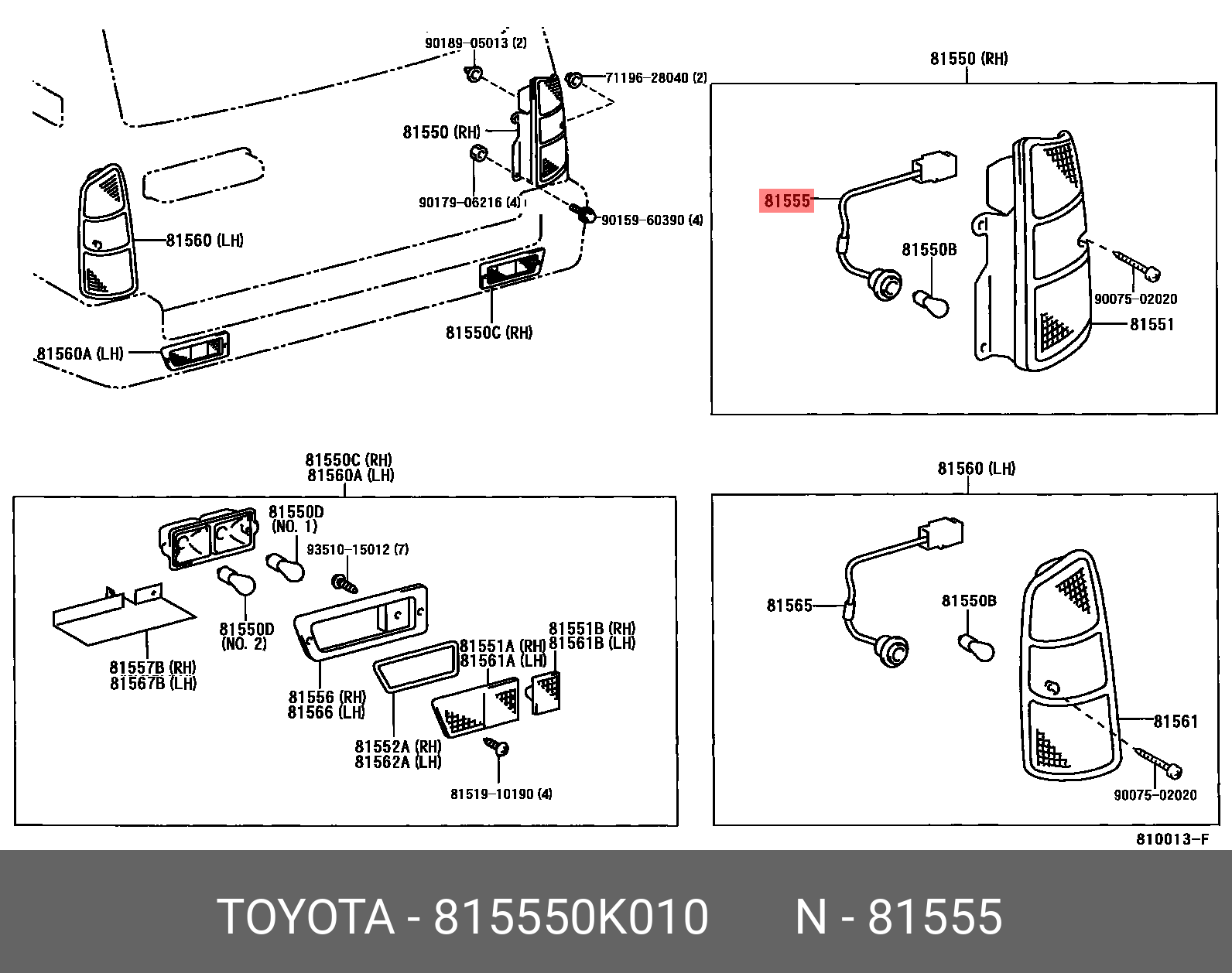 OE socket & wire sub-assy rear combination lamp right for TOYOTA 81555 ...