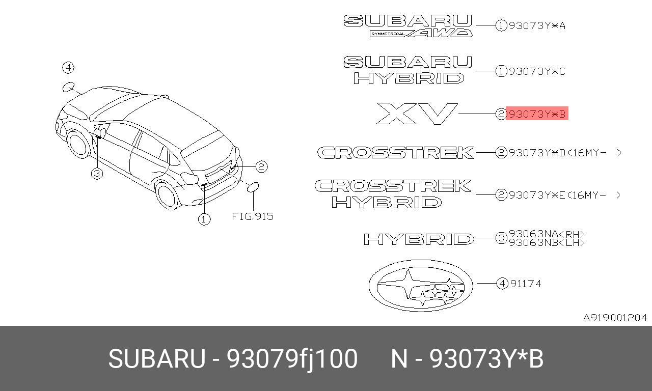Originale OE Letter Mk R Xv 93079FJ100 per Subaru 93079-FJ100