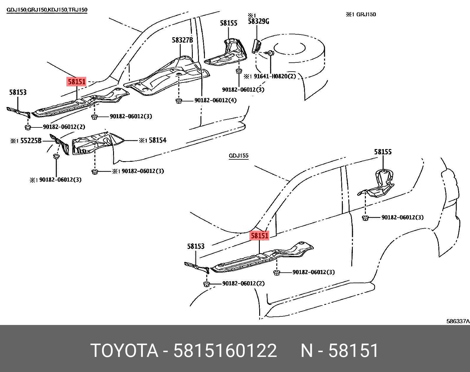 58151-60122 GENUINE TOYOTA LAND CRUISER PRADO 201708-, INSULATOR, FRONT ...