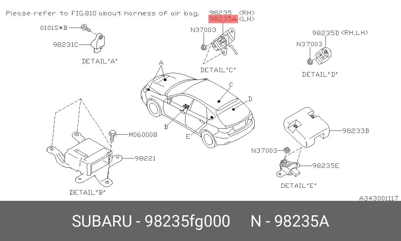 Originale OE Air B Satl Sen Sda 98235FG000 per Subaru 98235-FG000