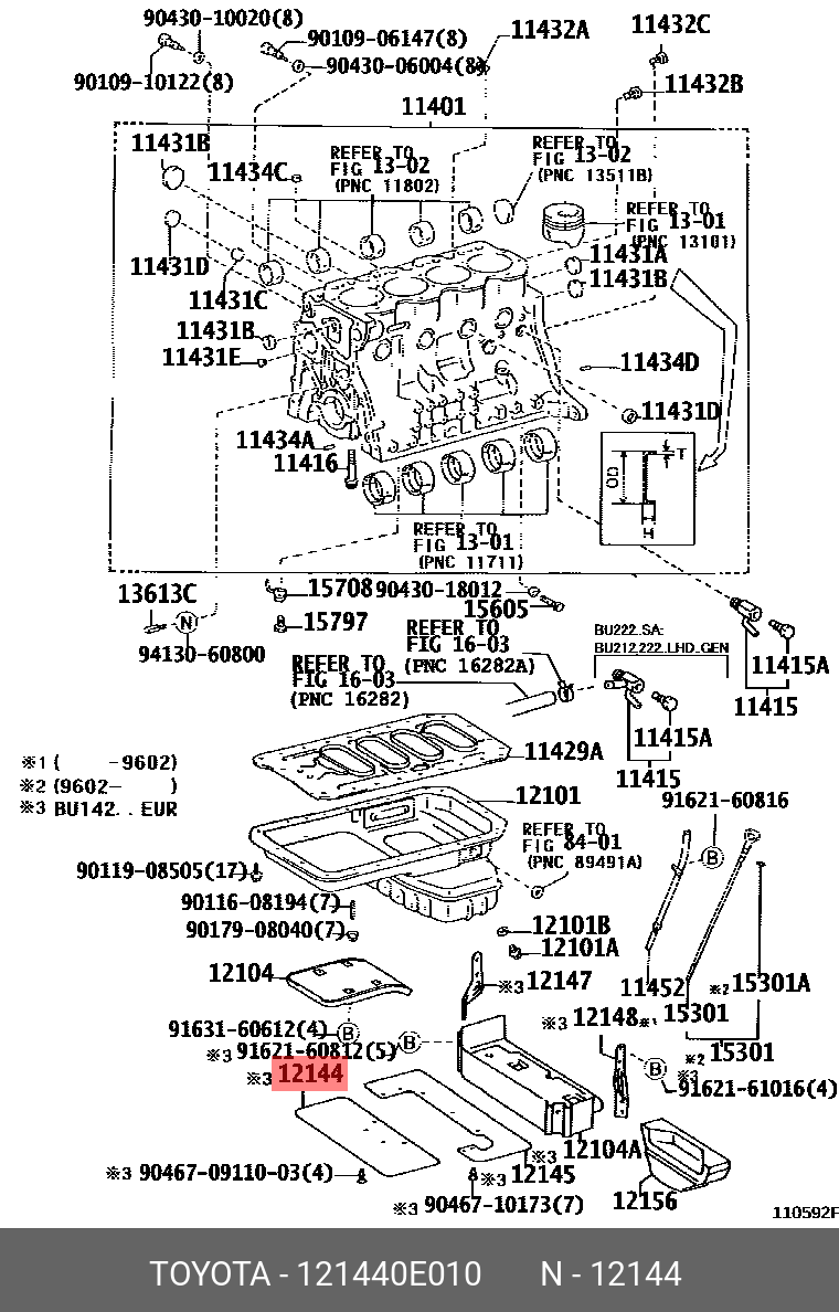 12144-0E010 GENUINE TOYOTA 121440E010, HILUX 201708 - 202005, GUN125 ...