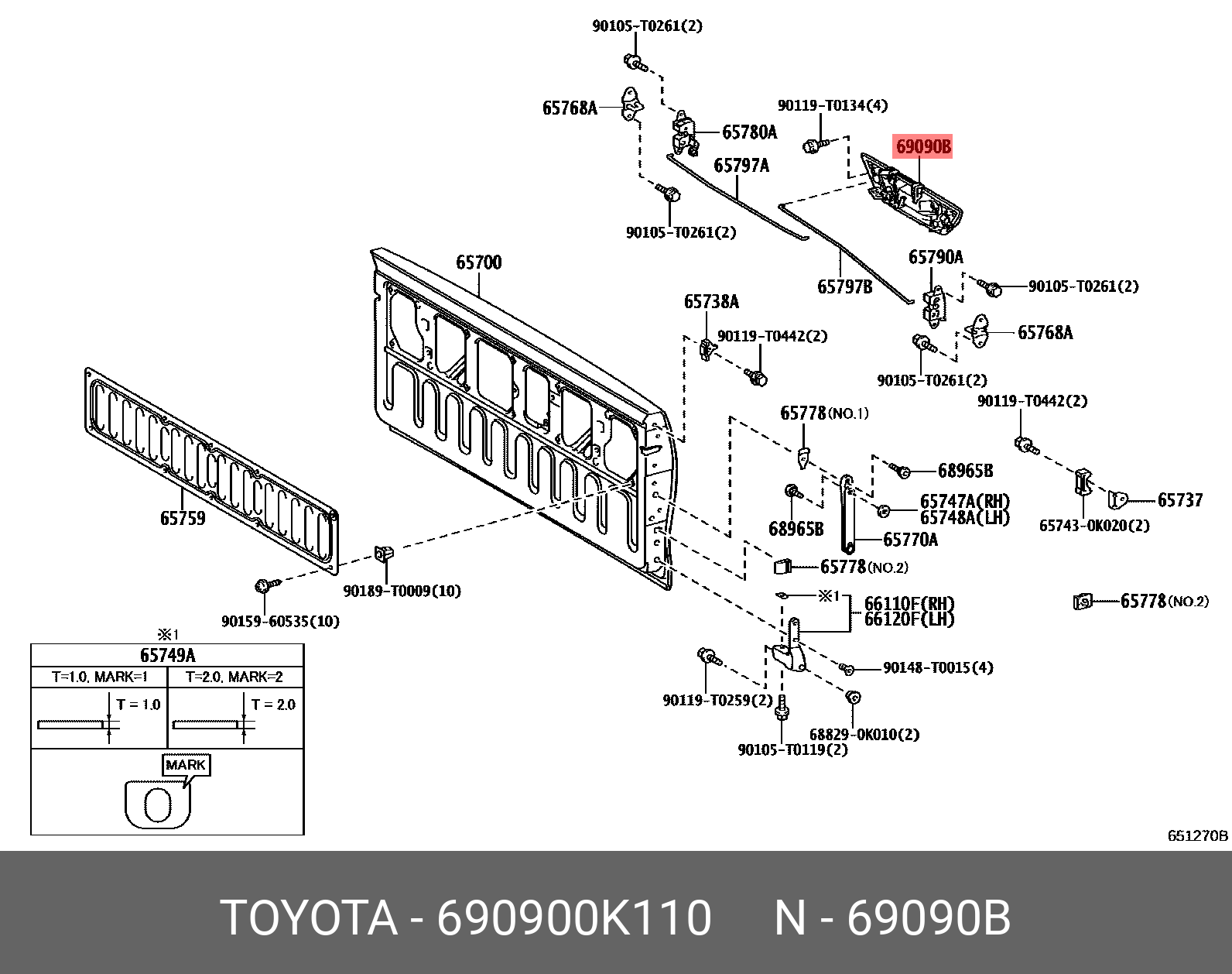 69090-0K110 GENUINE TOYOTA 690900K110, HILUX 201708 - 202005, GUN125 ...