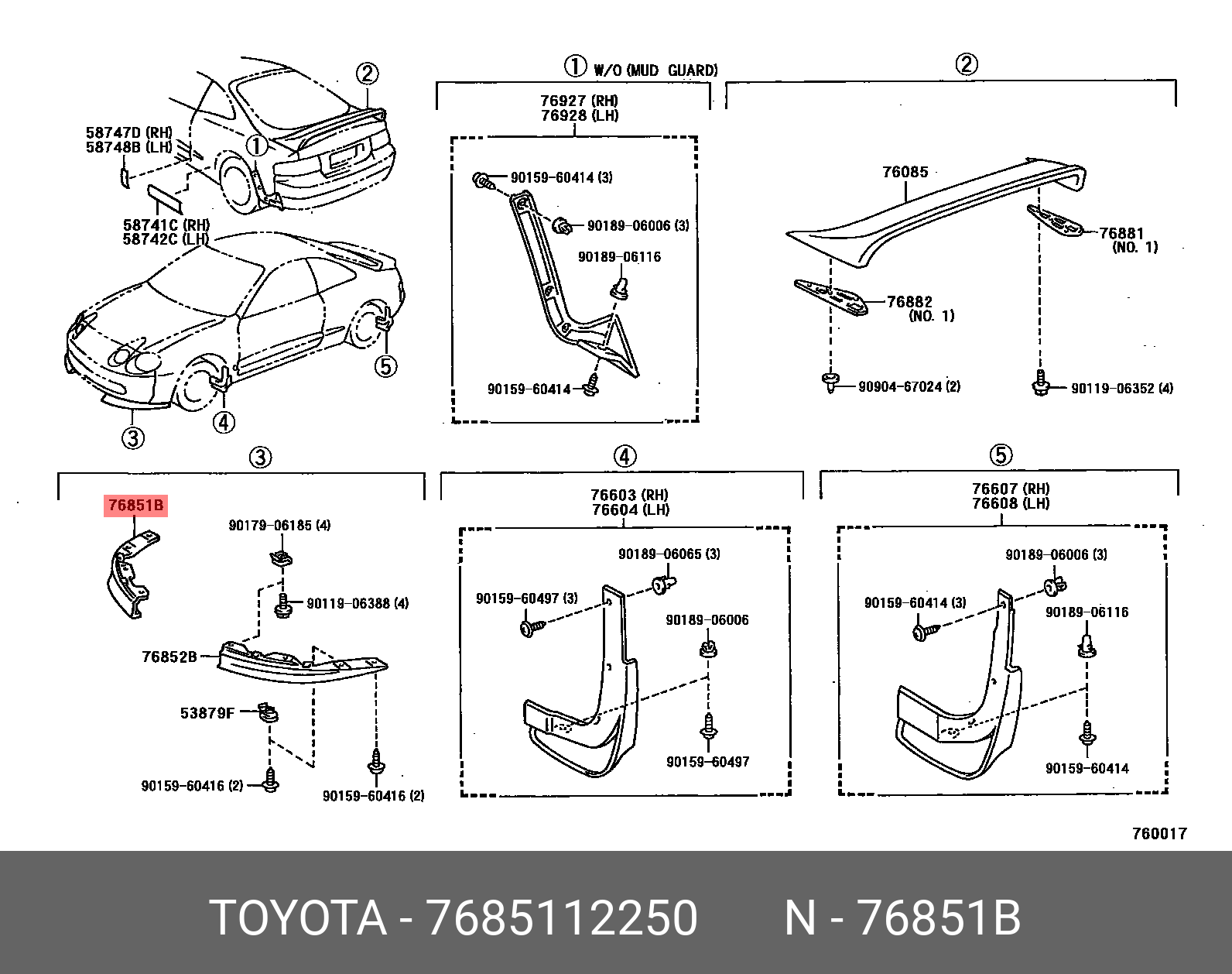 Genuine OE spoiler, front, right, 7685112250 for TOYOTA 76851-12250 | eBay