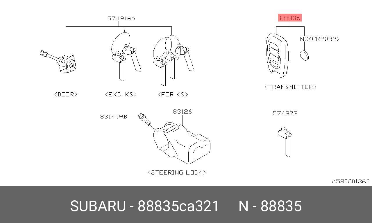 Trasmettitore OE SMT originale Ks 88835CA321 per Subaru 88835-CA321