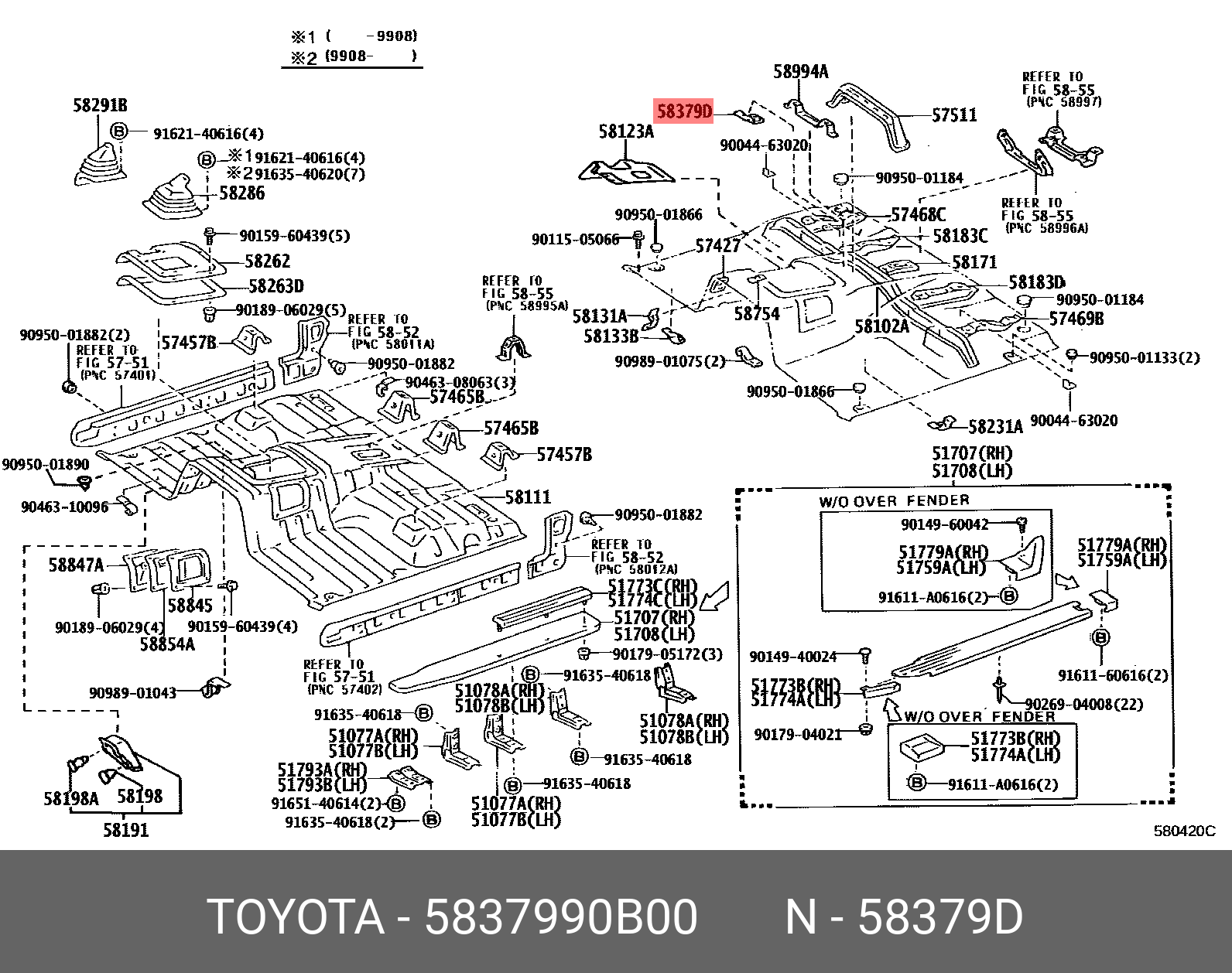 58379-90B00 GENUINE TOYOTA LAND CRUISER 201408 - 201507, BRACKET ...