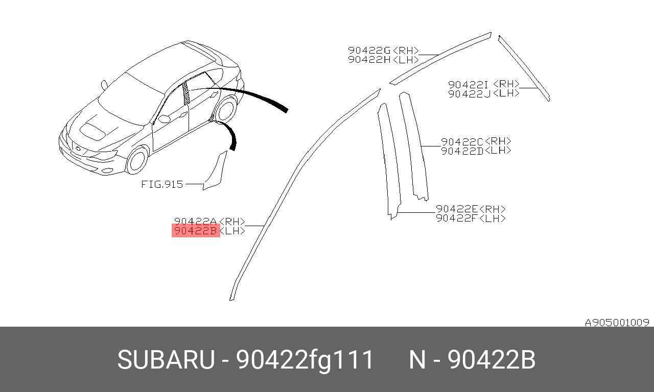 Nastro originale OE Dr Sash Ff mano sinistra 90422FG111 per Subaru 90422-FG111