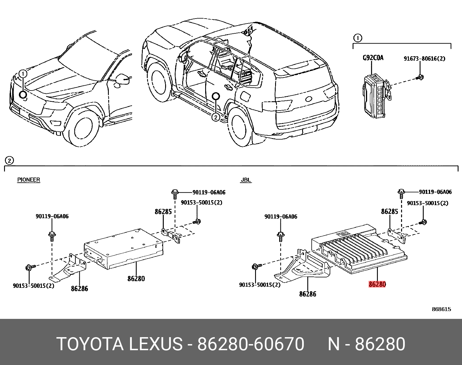 86280-60670 GENUINE TOYOTA 8628060670, LAND CRUISER 202107 -, FJA300 ...