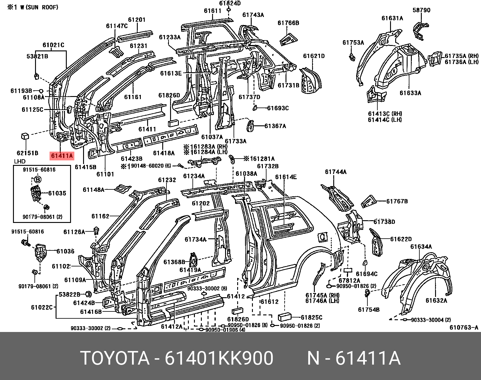 61401-KK900 GENUINE TOYOTA 61401KK900, HILUX 202006-, GUN125 ...
