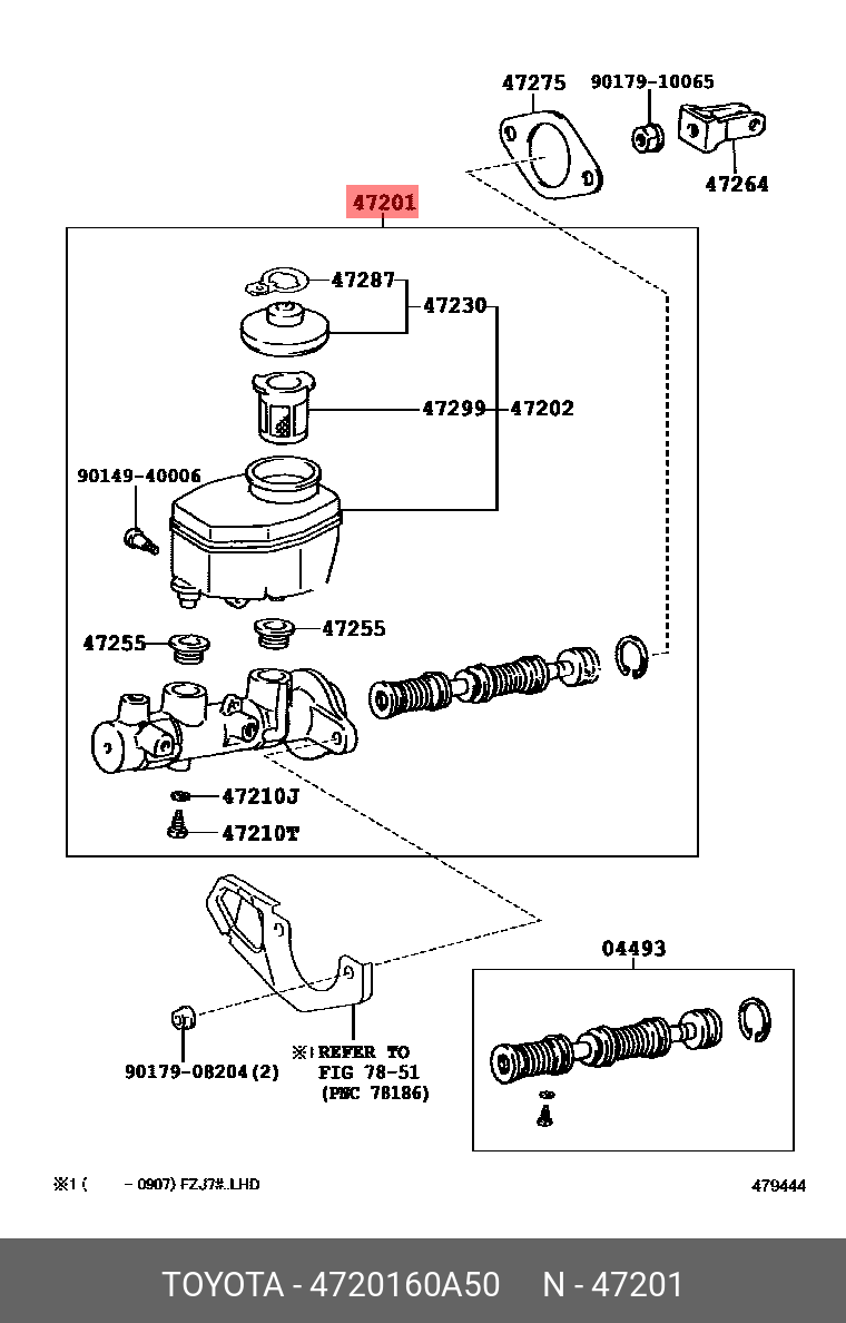 47201-60A50 GENUINE TOYOTA LAND CRUISER 201408 - 201507, CYLINDER SUB ...