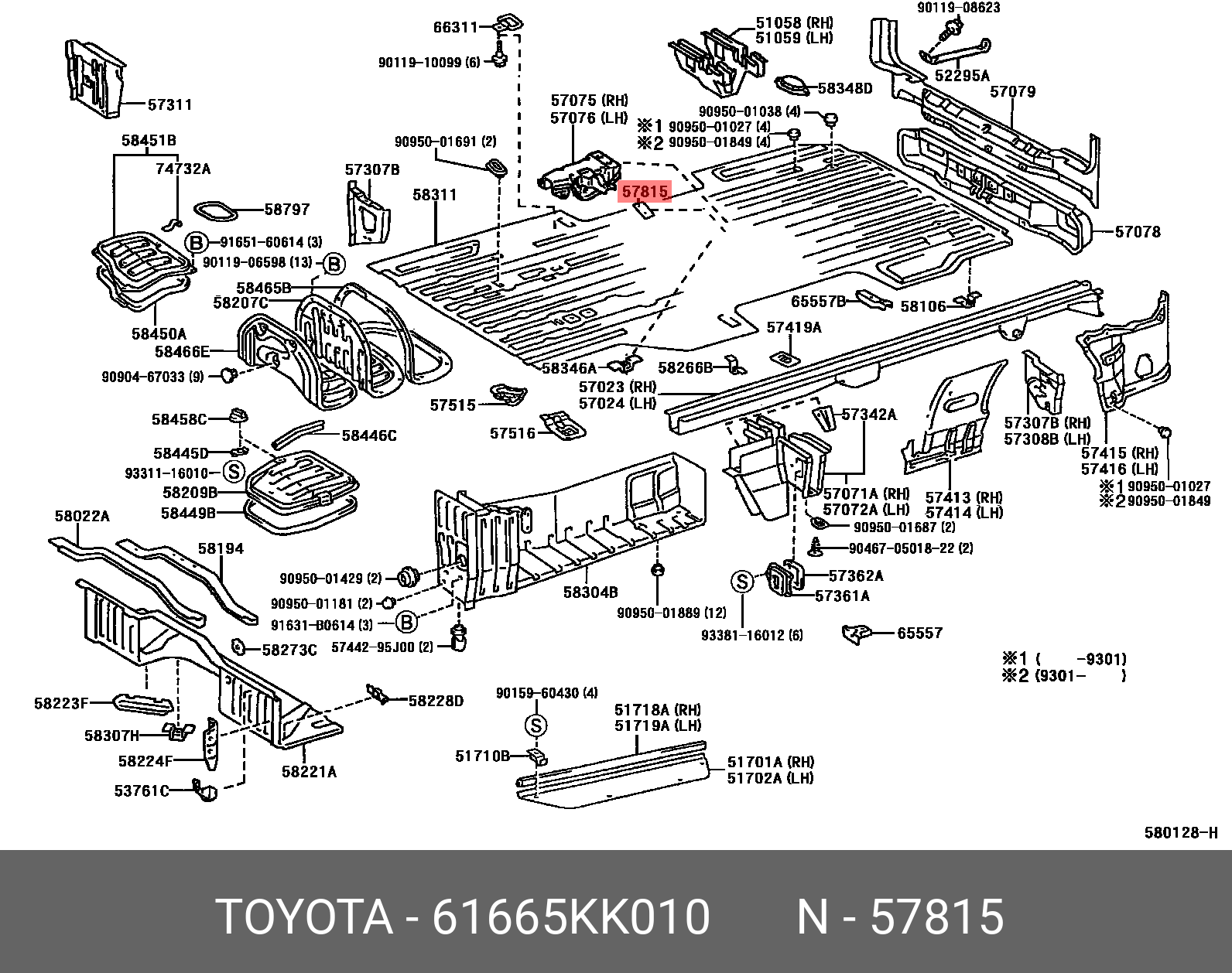61665-KK010 GENUINE TOYOTA 61665KK010, HILUX 201708 - 202005, GUN125 ...