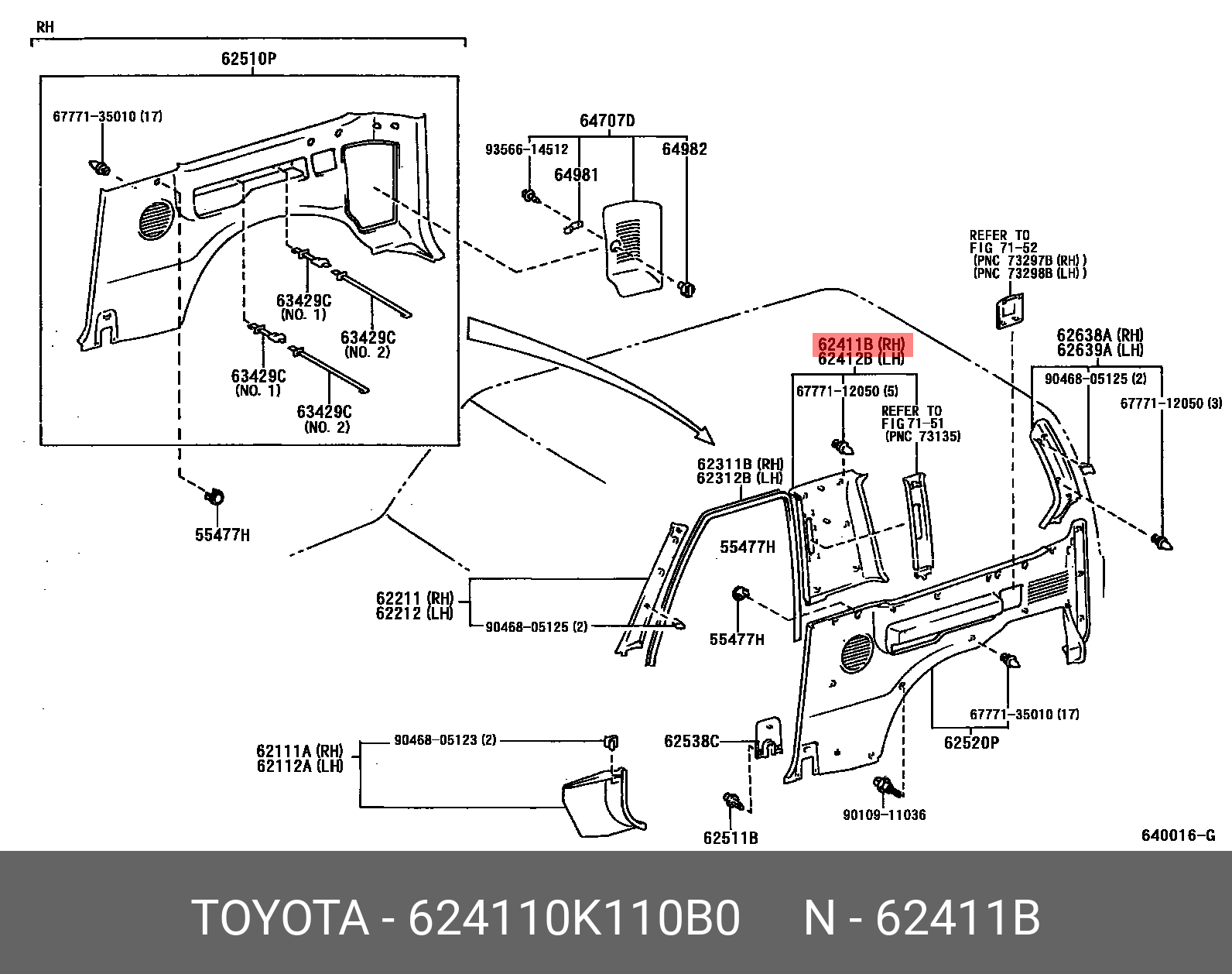 62411-0K110-B0 GENUINE TOYOTA 624110K110B0, HILUX 202006-, GUN125 ...